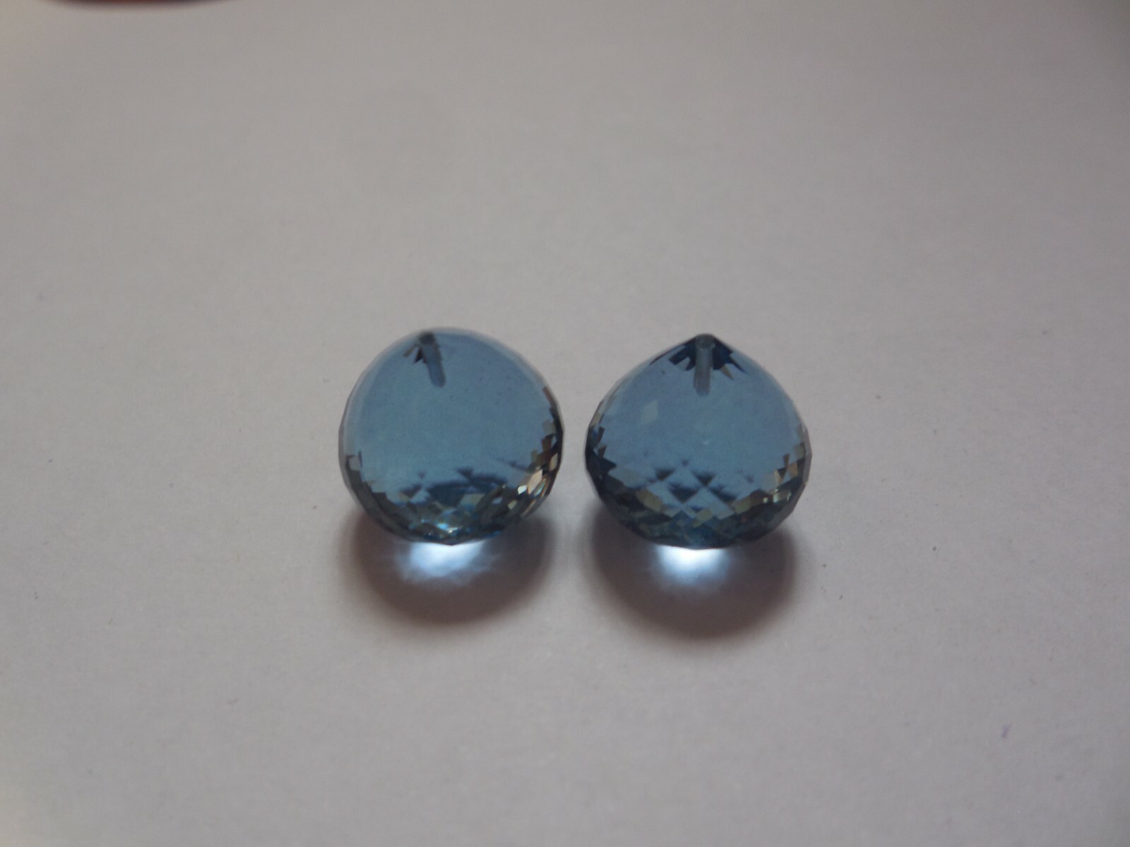2 Pcs Hydro London Blue Quartz Half Drilled Onion Beads Micro Faceted ...