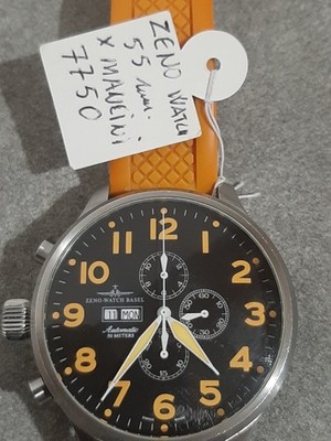 ZENO BASELL PILOT 55mm. VALJOUX 7750. 5 Atm. SAPPHIRE GLASS. LEFTY. X ...