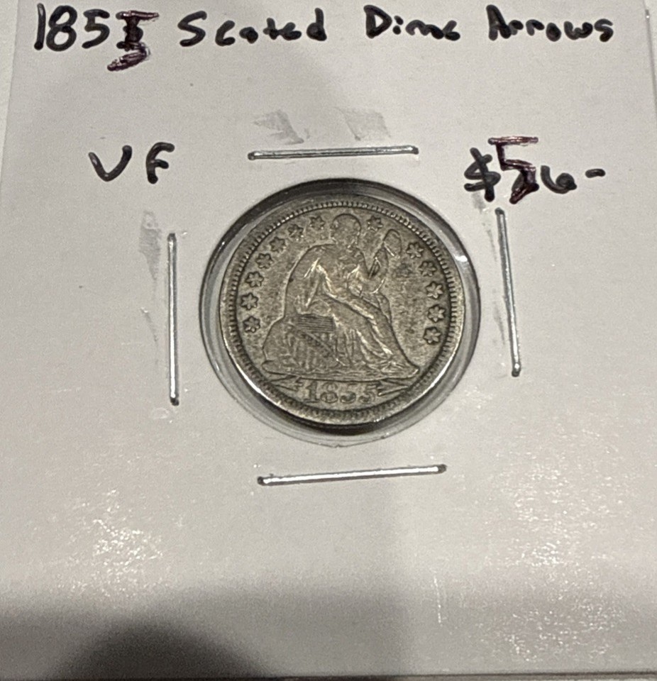 1855 Seated Liberty Dime With Arrows Silver 10C US Coin - VF Detail | eBay