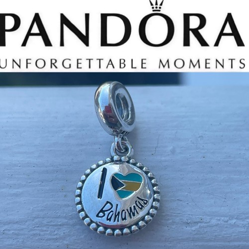 Rare Pandora Authentic Exclusive I Love Bahamas Flag Dangle Charm | eBay
