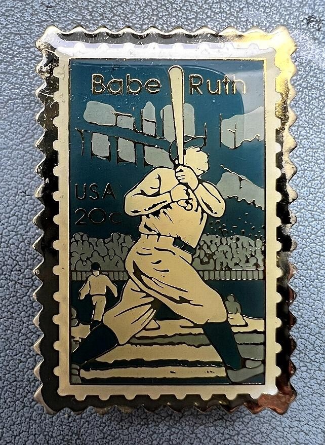 1983 BABE RUTH ENAMEL USPS 20-cent POSTAL STAMP PIN (NEW) N.Y. YANKEES ...