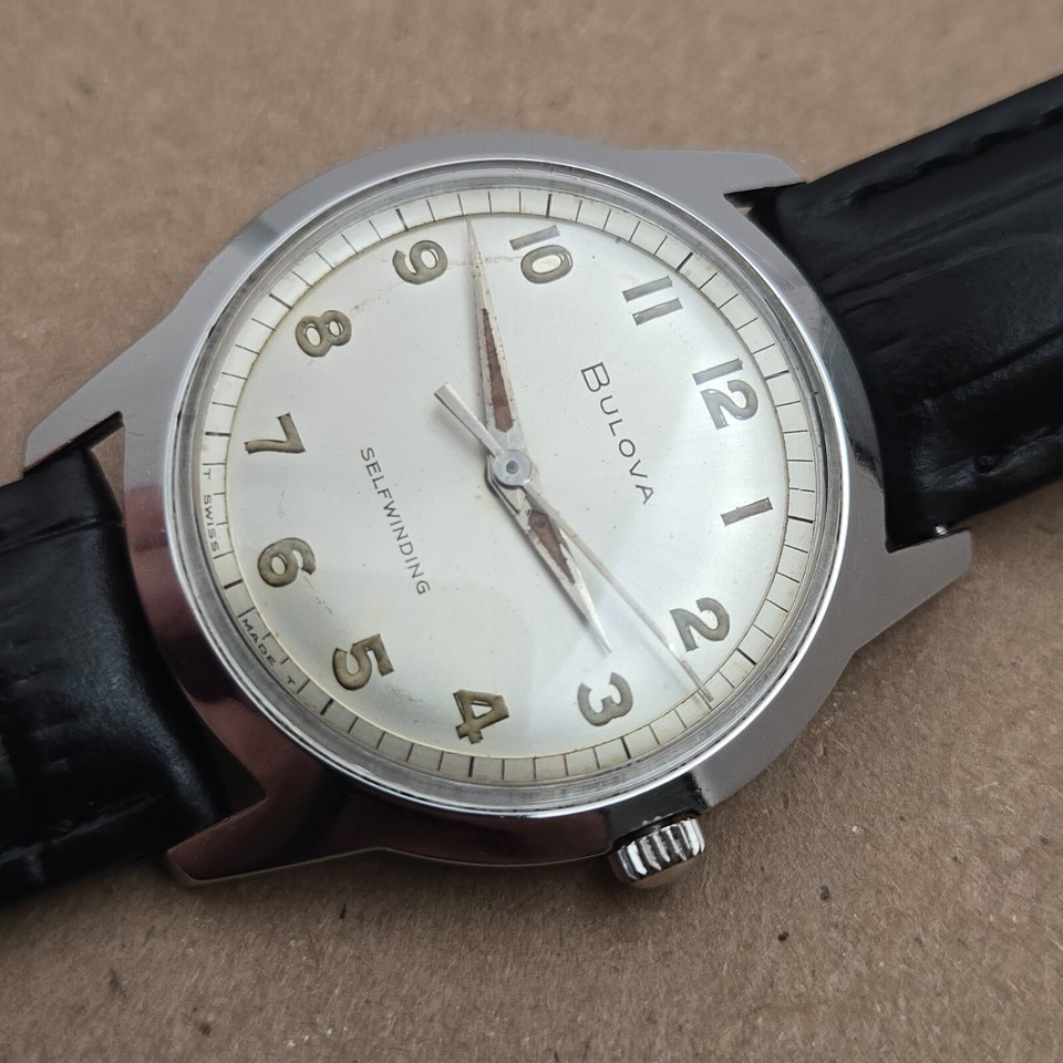 Vintage BULOVA Clipper "A" men's automatic watch 11ALAC Mlitary style ...
