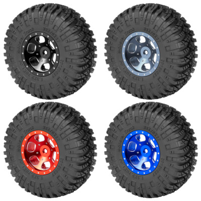 FLYXM 1.3" Beadlock Wheels Rims & Tires Set 70mm for 1/24 SCX24 1/18 ...