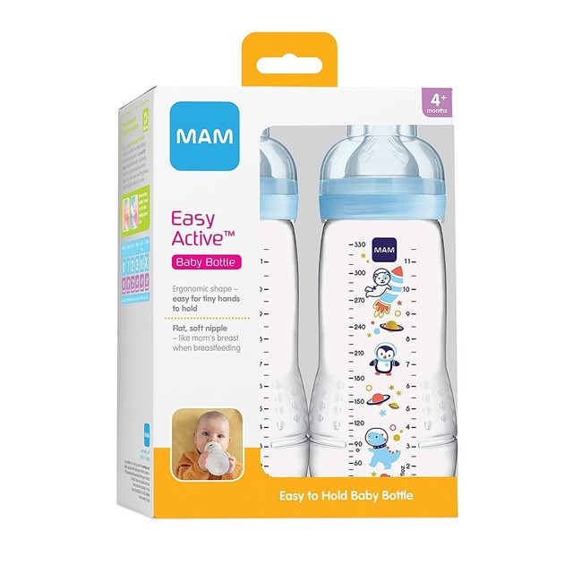 MAM Easy Active Bottle 11 Oz 2-count Fast Flow Baby Bottles With ...