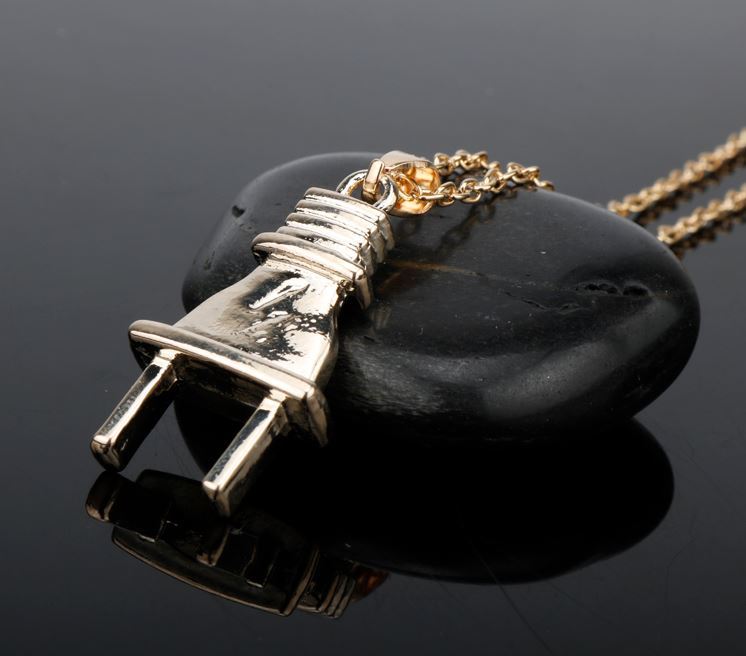 New Champagne Gold Tone Metal Plug Out Lightning Necklace Chain USA ...