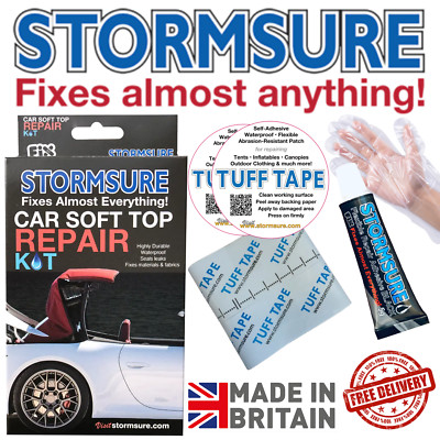 Black Soft Top Car Roof Convertible Repair Kit Includes Glue & Patches ...
