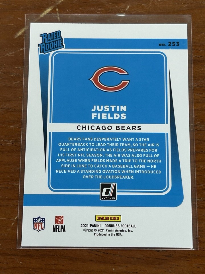 2021 Panini Donruss Optic Justin Fields Rated Rookie Base Card #204 ...