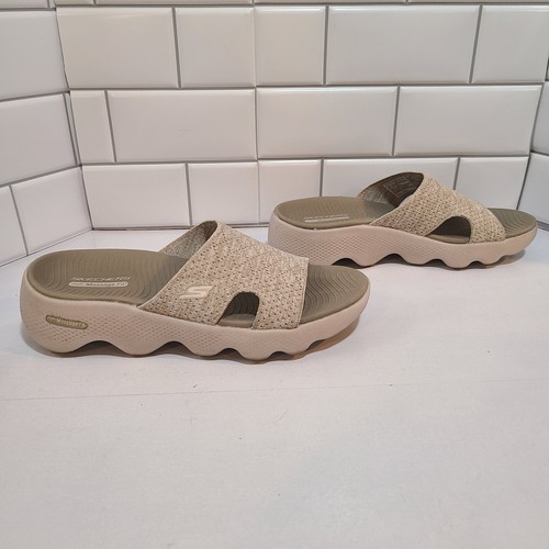 Skechers Go Walk Massage Fit Vogue Sandals Platform Womens Size 8 Beige ...