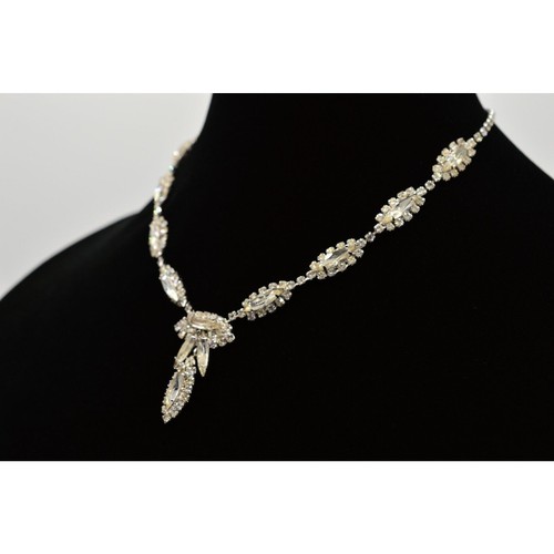 Weiss Vintage Crystal Collar Necklace Marquis Rhinestone Silver Signed ...