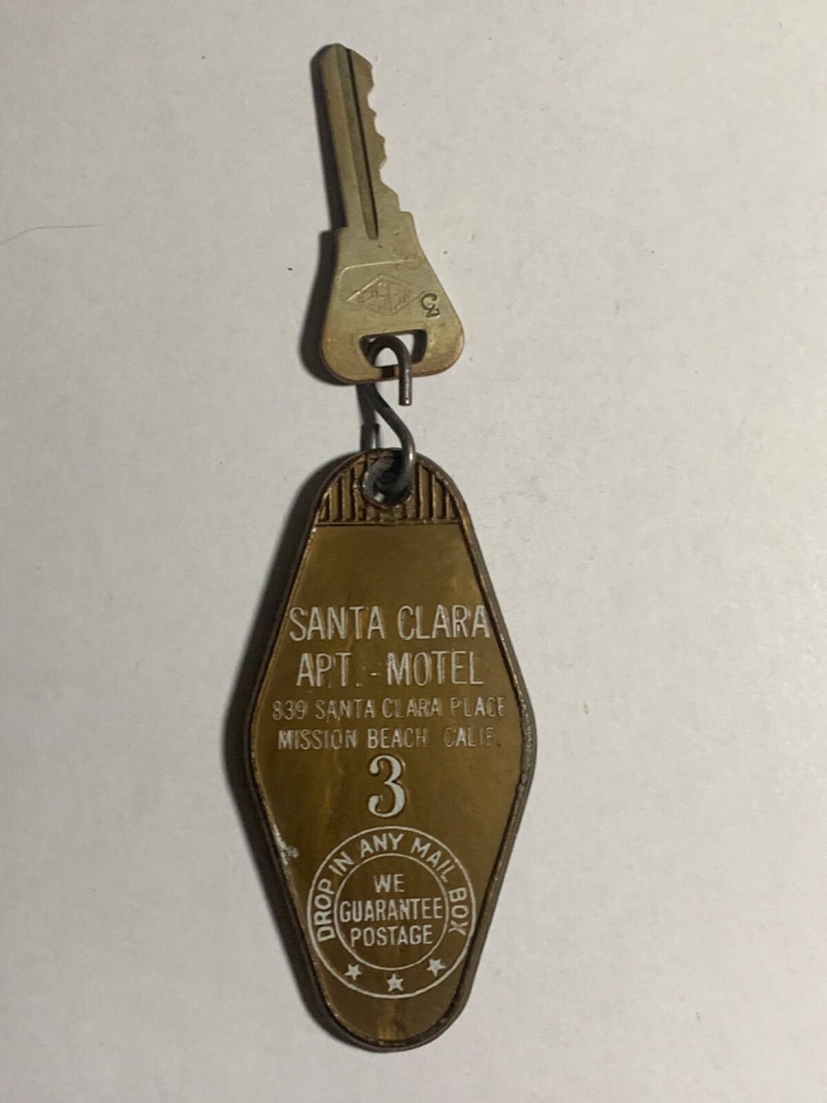 "Santa Clara Apt & Motel " Hotel Room Key Fob with Key Mission Beach CA ...