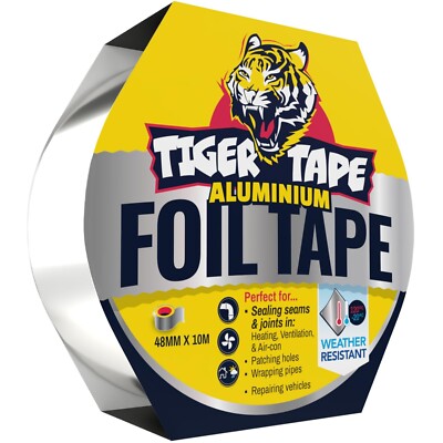 Tiger Tape® HVAC Aluminium Foil Tape. Heat Resistant Technology (48mm x ...