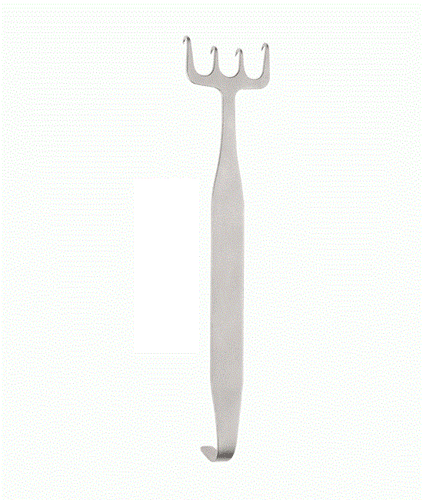 FREEMAN Facelift Retractor, 7.0", Straight, Offset 4-Sharp Prongs, 1.5 ...