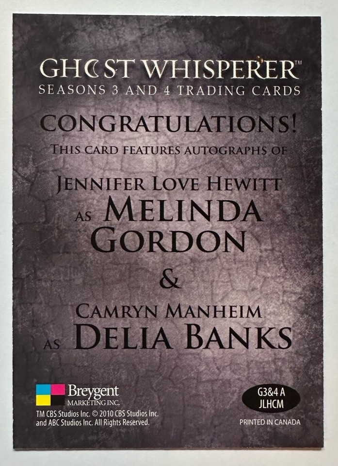 GHOST WHISPERER:JENNIFER LOVE HEWITT/CAMRYN MANHEIM AUTOGRAPH CARD DUO ...