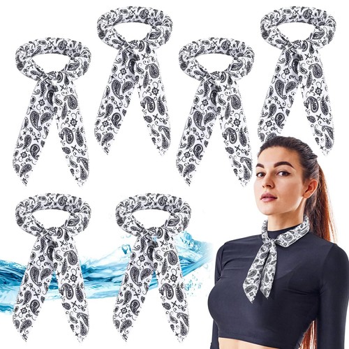 6 Pack Cooling Neck Wraps Cooler Ice Wrap Scarf Bandanas for Summer ...