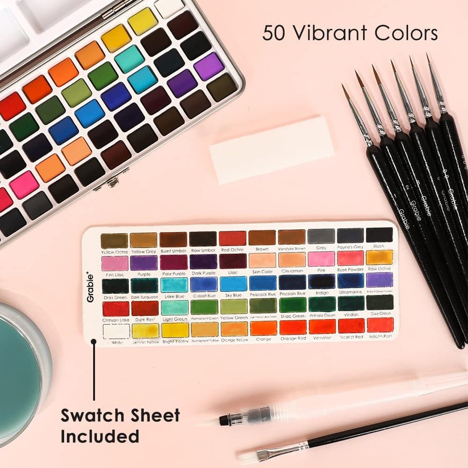 Watercolor Paint Set Great for Painting 50 Colors Detail Paint Brush ...