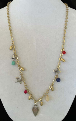 Authentic CHICO'S Gold Silver Faux Turquoise Heart Star Butterfly Charm ...