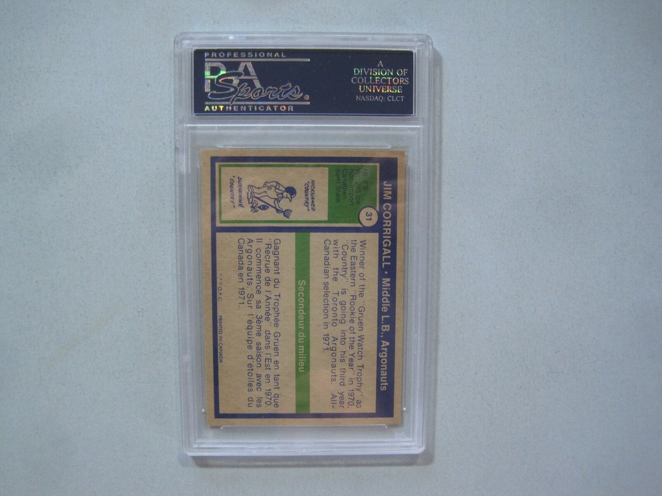 1972 O-PEE-CHEE CFL FOOTBALL CARD #31 JIM CORRIGALL PSA 8 NM/MINT ...