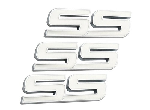 3pcs SS Logo Emblems 3D Badges for 06-10 15211285 IMPALA (White Chrome ...