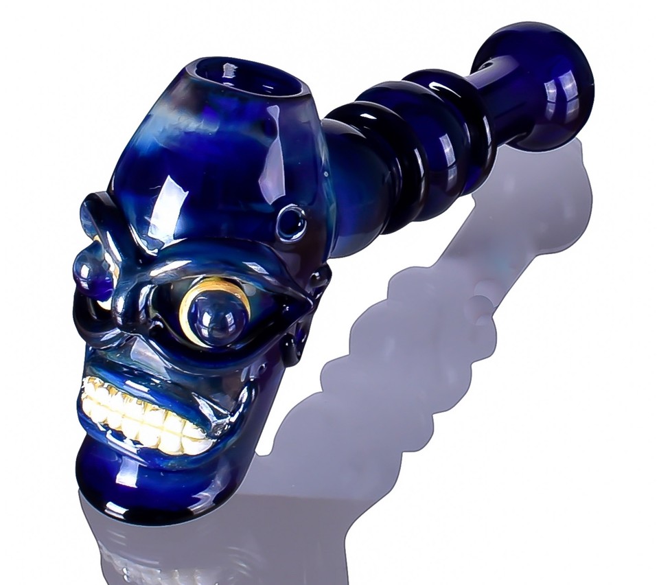 8" The Terminator Face Hammer Glass Water Pipe Hookah Bong Bubbler Blue ...