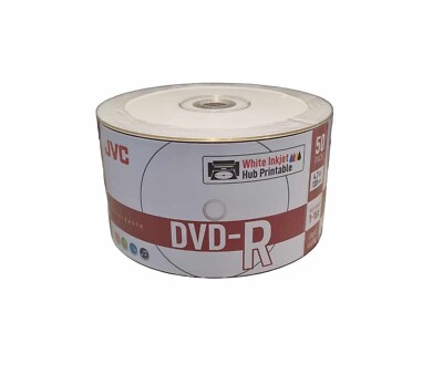 50 x JVC Professional Grade DVD-R 16X 4.7GB Full Hub Printable DVD -R ...