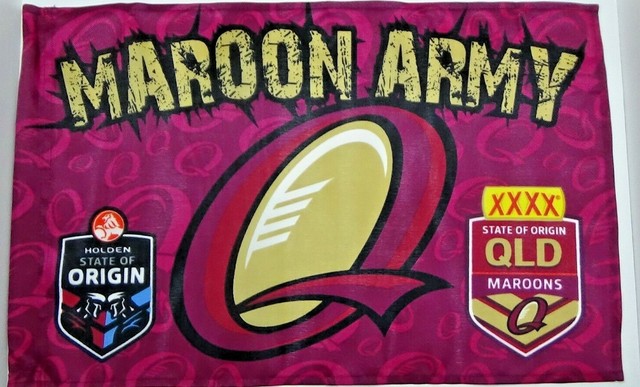 QRL State of Origin QUEENSLAND Maroons Car Flag 49cm X 30cm - for sale ...