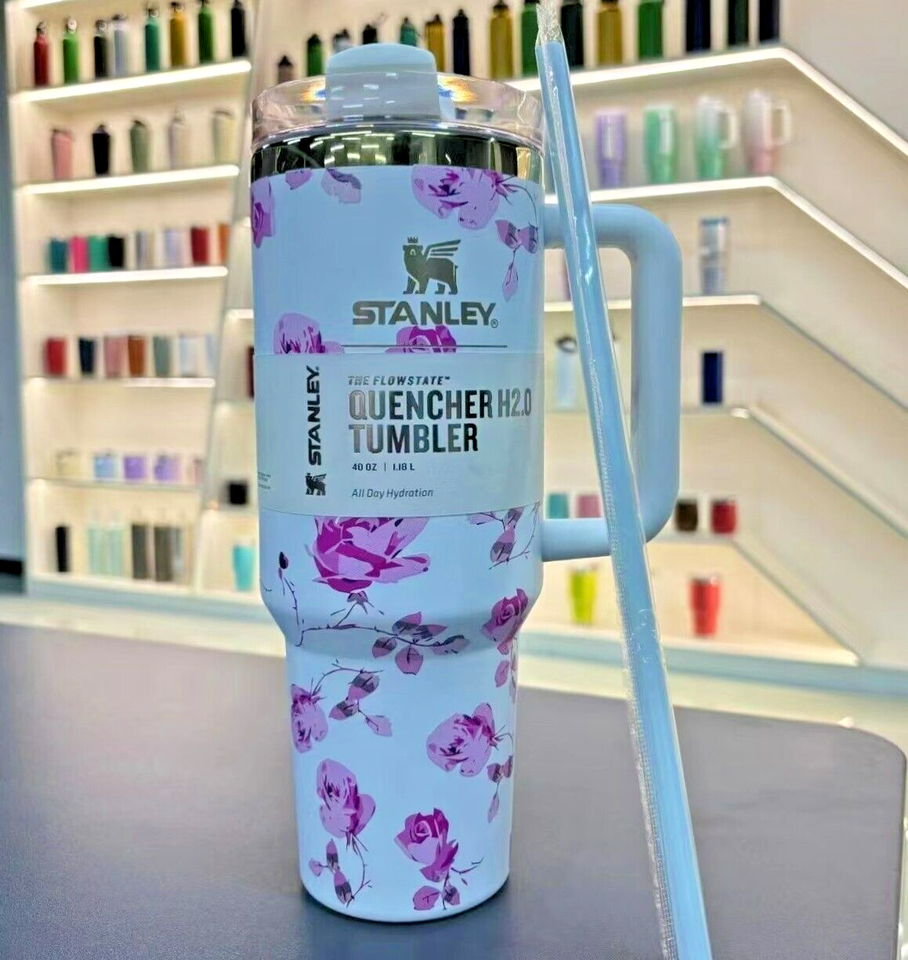 Stanley x LoveShackFancy QUENCHER 40oz 1.18L Tumbler Ribbon Rosa FS | eBay