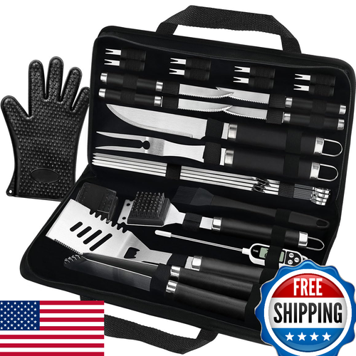 POLIGO 26PCS BBQ Grill Utensils Set Stainless Steel Outdoor Accessories ...