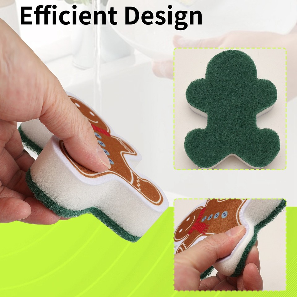 8 Pcs Christmas Sponges Kitchen Dual Sided Dish Sponges for Washing ...