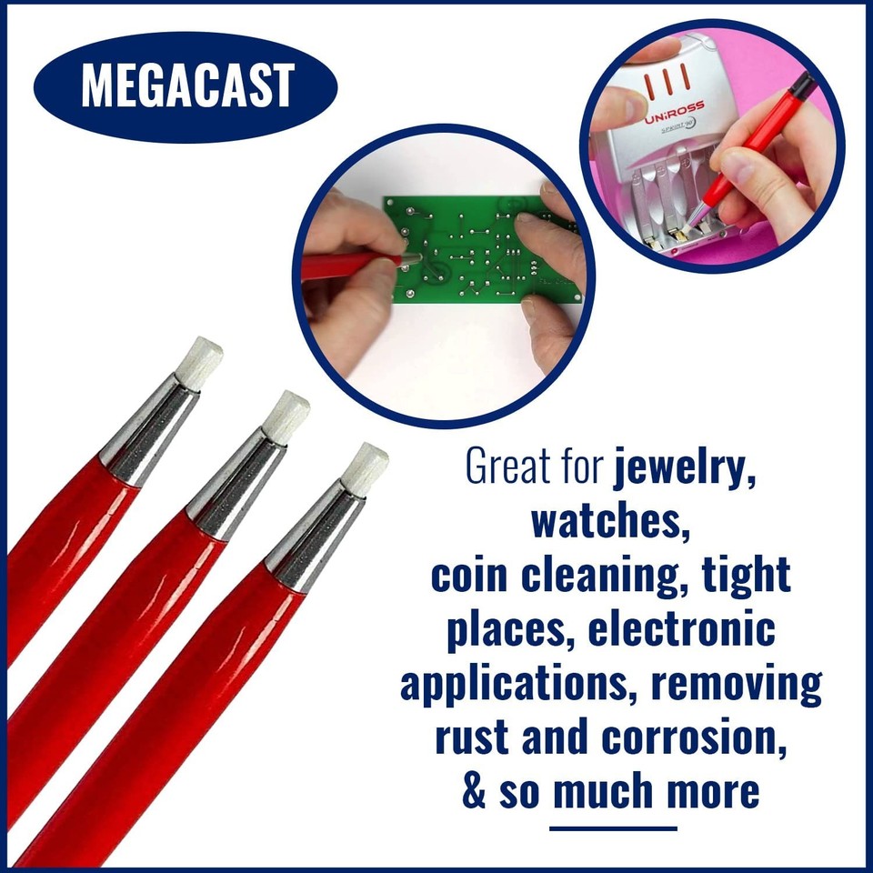 Megacast Fiberglass Scratch Brush Pen - 3 Pack - Jewelry, Watch, Coin ...