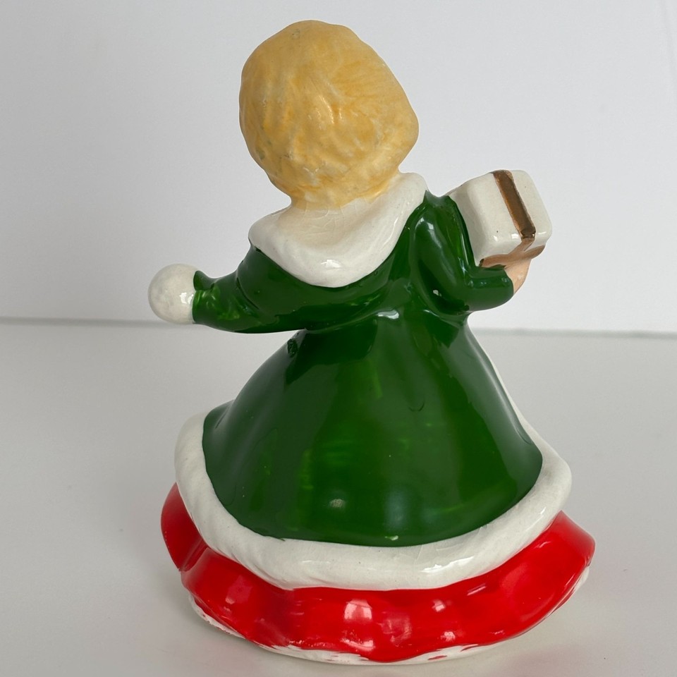 Lefton Christmas Girl Figurine Holding Gift Present 724 Holiday Japan ...
