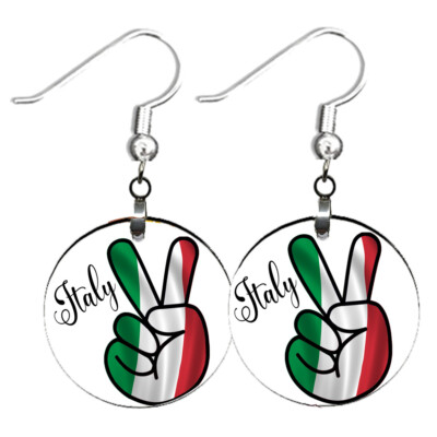 Italy Dangle Earrings Italian Flag Colors Peace Sign Pride Travel ...