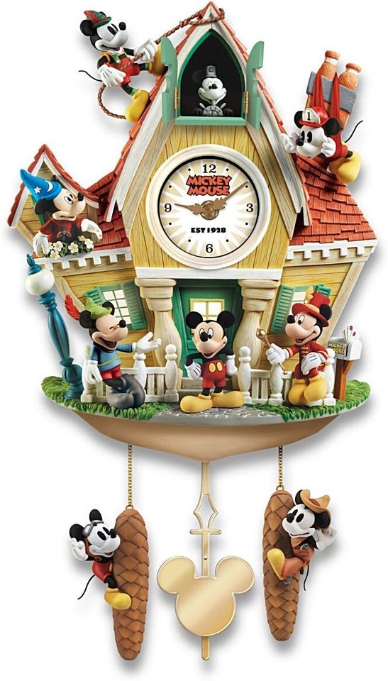 Disney Mickey Mouse Through The Years Cuckoo Clock with Lights Music ...