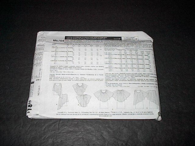 McCall's Pattern 6704 Misses' Close-Fitting Pullover Tops / Dresses XS ...