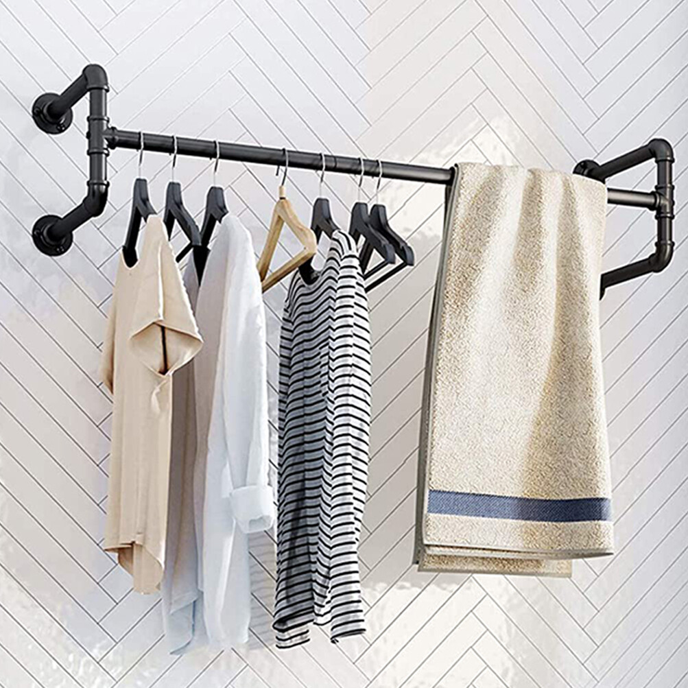 Industrial Pipe Clothes Rail Wall Mount Clothes Hanging Rack Shop ...