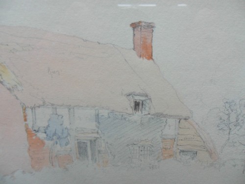 AARON EDWIN PENLEY 1807-1870 ORIGINAL PAINTING OF A COTTAGE WITH ...