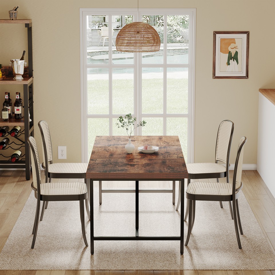 71" Wood Dining Table Rectangular Kitchen Table For 6 People Home ...