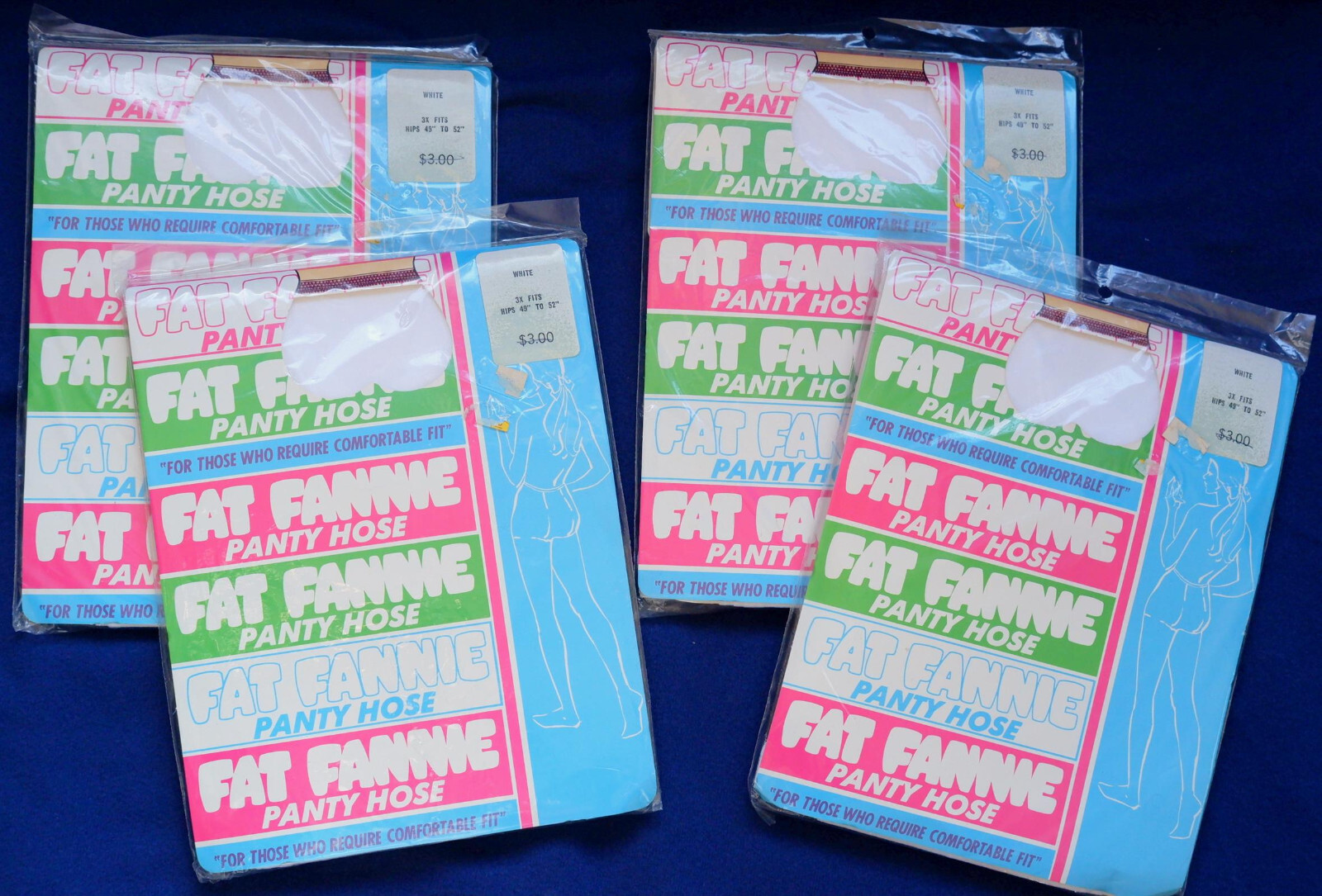 Vintage Fat Fannie Pantyhose size 3x white NIP lot of 4 | eBay