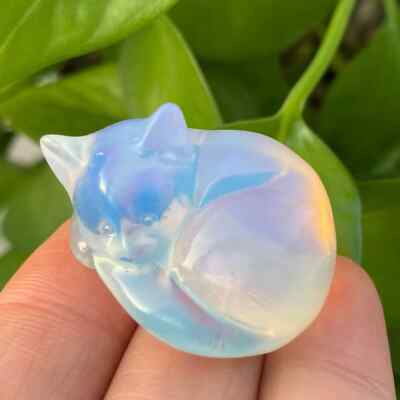 2025 HOT Opalite Sleeping Cat Hand Carved Home Decoration Healing ...