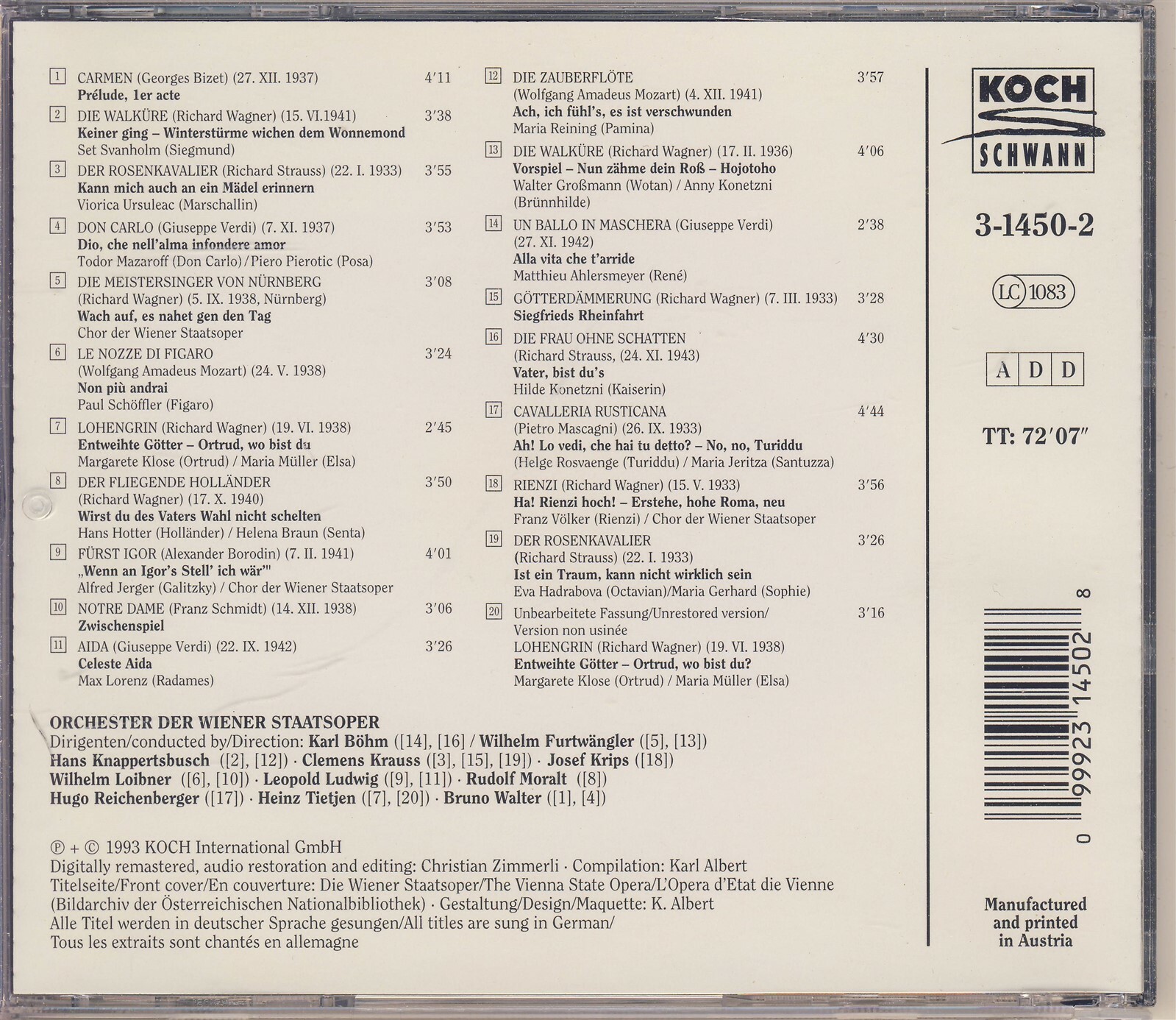 Vienna State Opera - Historic Live Recordings 1933-1944 (Excerpts) Like ...