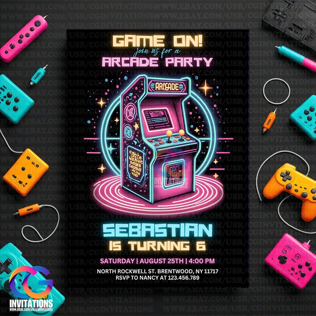Arcade Party Invitations