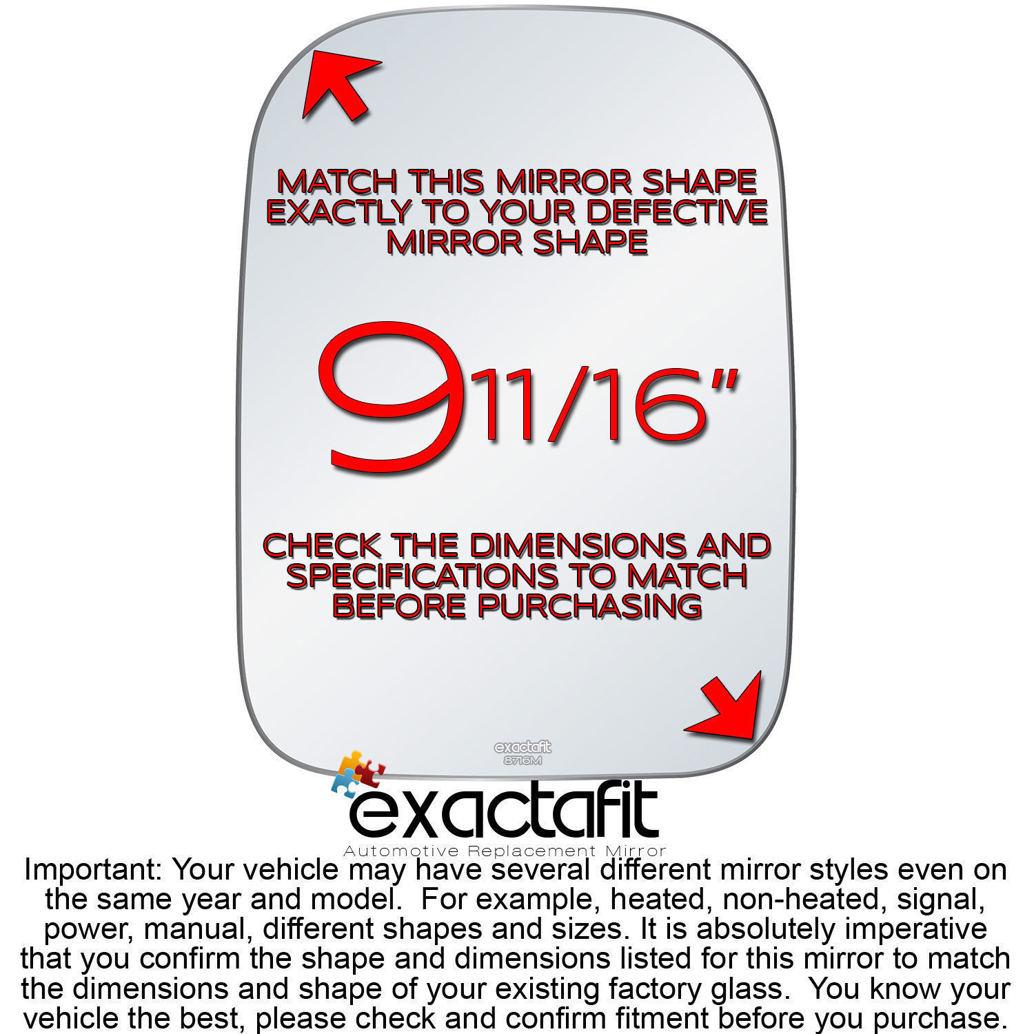 Drivers or Passengers Side Mirror Replacement Glass Fit GMC Jimmy Yukon ...