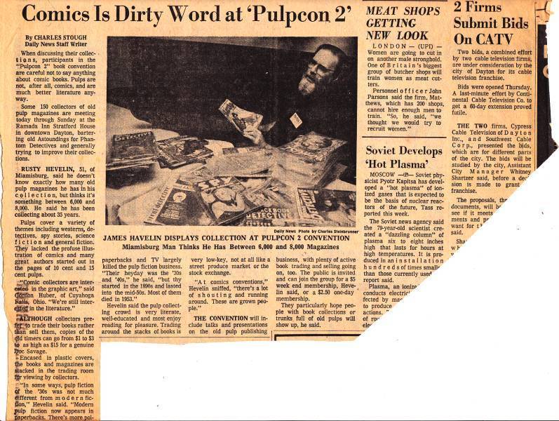 PULPCON cheap newspaper clipping of Rusty Havelin