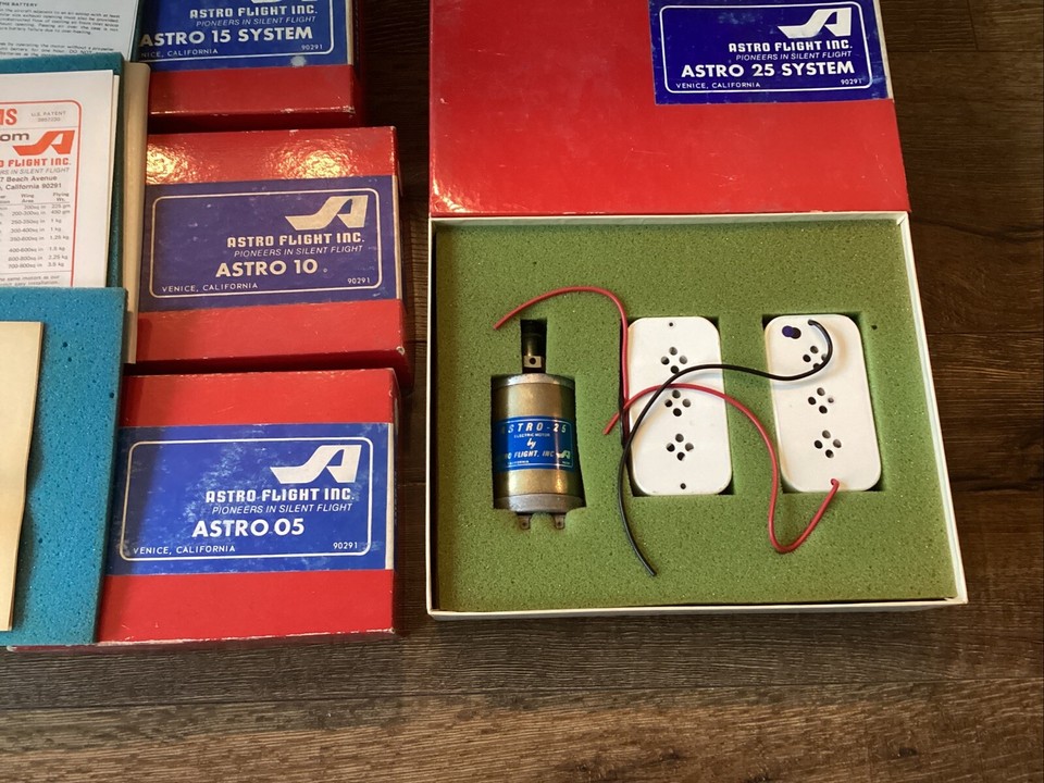 NOS R/C Airplane Parts Lot Astro Flight Motors Wheels Propellers Fuel ...