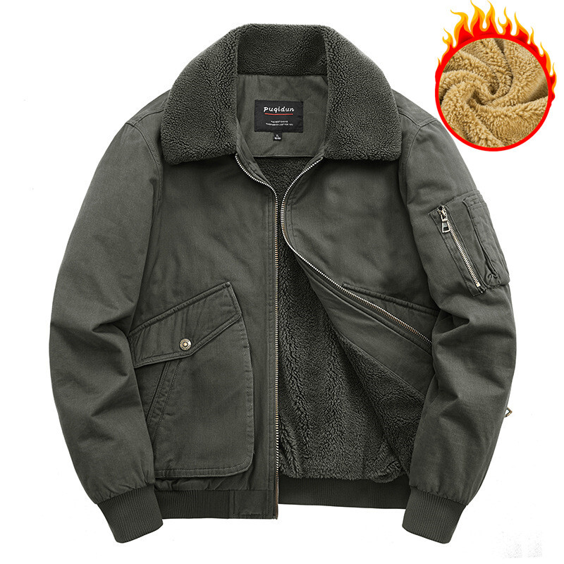 Mens Fleece Cotton Lined Thick Coat Winter Warm Zip Bodywarm Jacket ...