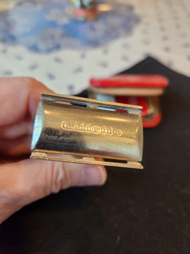 Vintage Red Gillette Mini Travel Razor in Compact Leather Case West ...