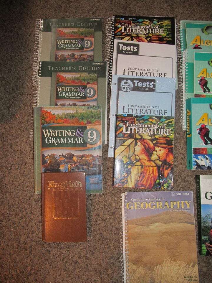 BJU Bob Jones 9th 9 LOT SET Writing Grammar Algebra Science Geography ...