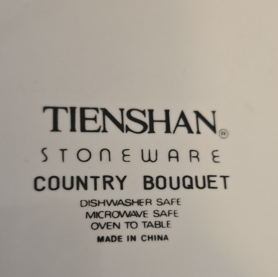 Tienshan Country Bouquet Stoneware Dinner Plates Round White Floral ...