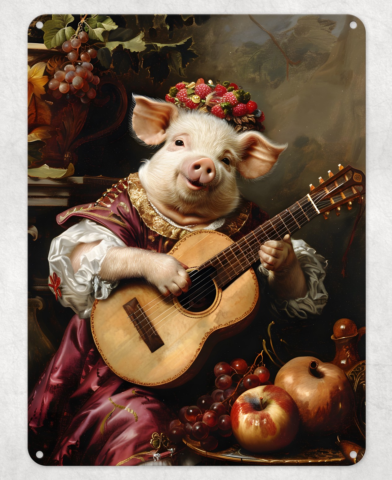 Highland Pig Playing Guitar Metal Poster Wall Tin Sign Man Cave Shed ...