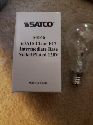 SATCO S4166 60A15 CLEAR E17 INTERMEDIATE BASE NICKEL PLATED 120 VOLT | eBay