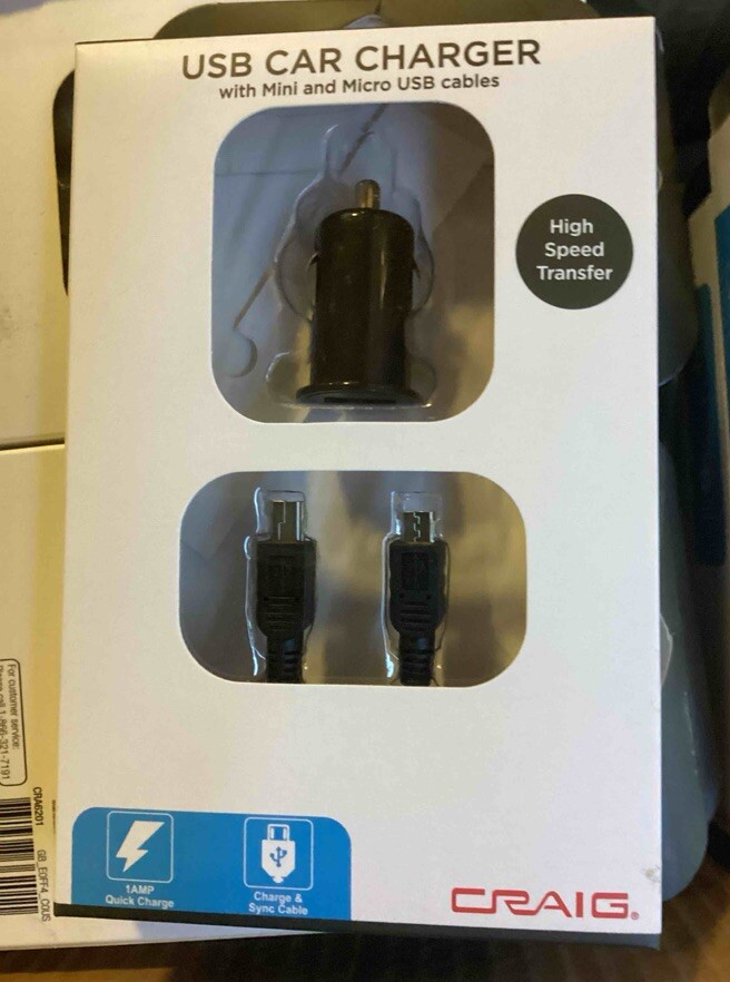 Craig Electronics USB Car Charger With Mini And Micro USB Cables. | eBay